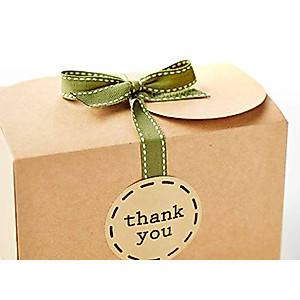 Hayley Cherie - Brown Kraft Gift Treat Boxes with Ribbons & Thank You Stickers (20 Pack) - 6.5 x 4 x 4 inches - Thick 400gsm Cardboard - For Goodies, Candy, Parties, Christmas, Birthdays, Weddings