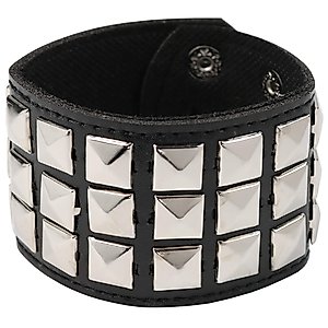 Skeleteen Punk Leather Stud Bracelet - Leather Cuff Biker Bracelet with Studs for Men, Women and Kids