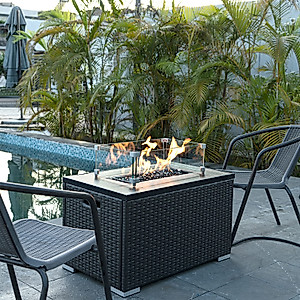 GASPRO 35-Pound Fire Glass - 1/2 Inch Reflective Tempered Fireglass with Fireplace Glass and Fire Pit Glass, Included 20lb Black and 15lb Clear Reflective