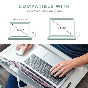 ROSSIE HOME Premium Real Ash Wood Lap Desk with Wrist Rest, Mouse Pad, and Phone Holder - Fits up to 15.6 Inch Laptops - Harbor Gray - Style No. 91715