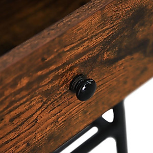 HESIEU Farmhouse Console Table Narrow Sofa Table with 2 Drawers 2 Shelves Coffee Bar Collection Table with Power Sockets and USB Ports for Entrance Hallway Living Room Dining Room