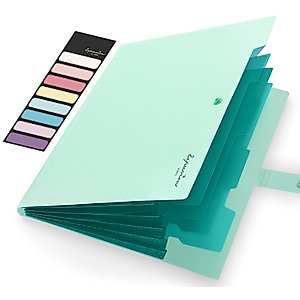 Sooez School Supplies File Folder, Letter Size Accordion File Organizer, Expanding File Folder for Document, Portable Paper Organizer for Office-Green
