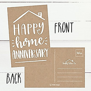 25 Kraft Happy Home Anniversary Realtor Cards, Blank Greeting House Postcards, Bulk Real Estate Thank You Notes, Welcome Home Realtor Gifts Stationery, New Realtor Gifts For Clients, Housiversary Card