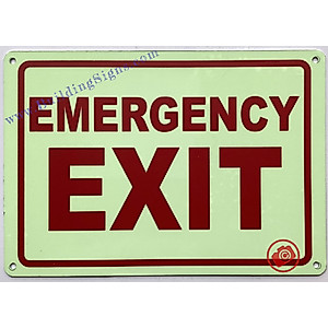 Photoluminescent EMERGENCY EXIT SIGN/GLOW IN THE DARK FIRE EMERGENCY EXIT SIGN (ALUMINIUM, 7X10 INCH,HEAVY DUTY, RUST FREE)