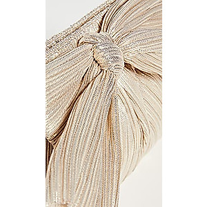 Loeffler Randall Women's Rayne Pleated Frame Clutch with Bow, Platinum, Metallic, Gold, One Size
