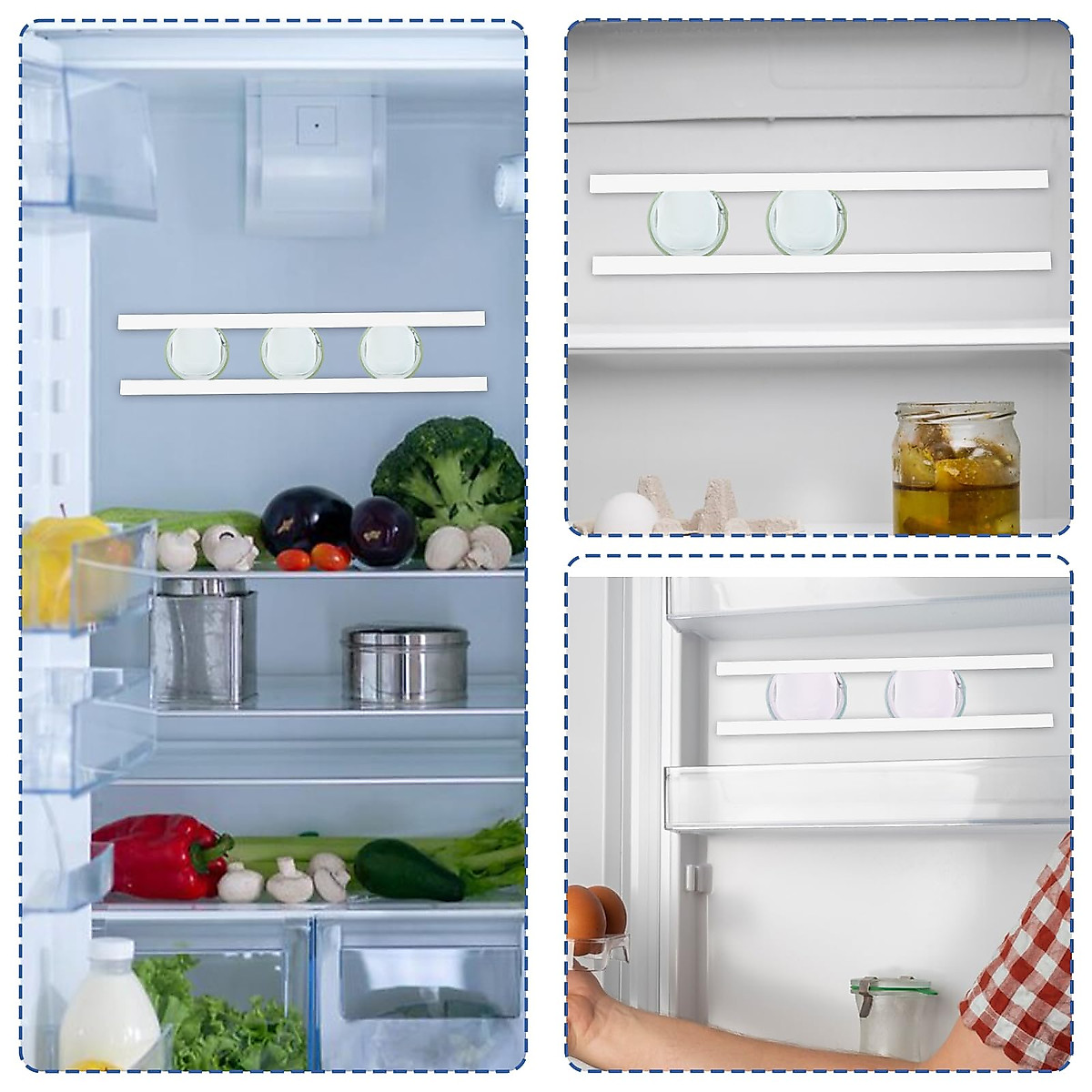 6 Pack Yogurt Organizer for Fridge, 20 Capacity Yogurt Holder for Refrigerator with Adhesive Tapes, 12" Long Fridge Yogurt Organizer Customizable to Fit Multiple Yogurt Sizes, Yogurt Fridge Organizer