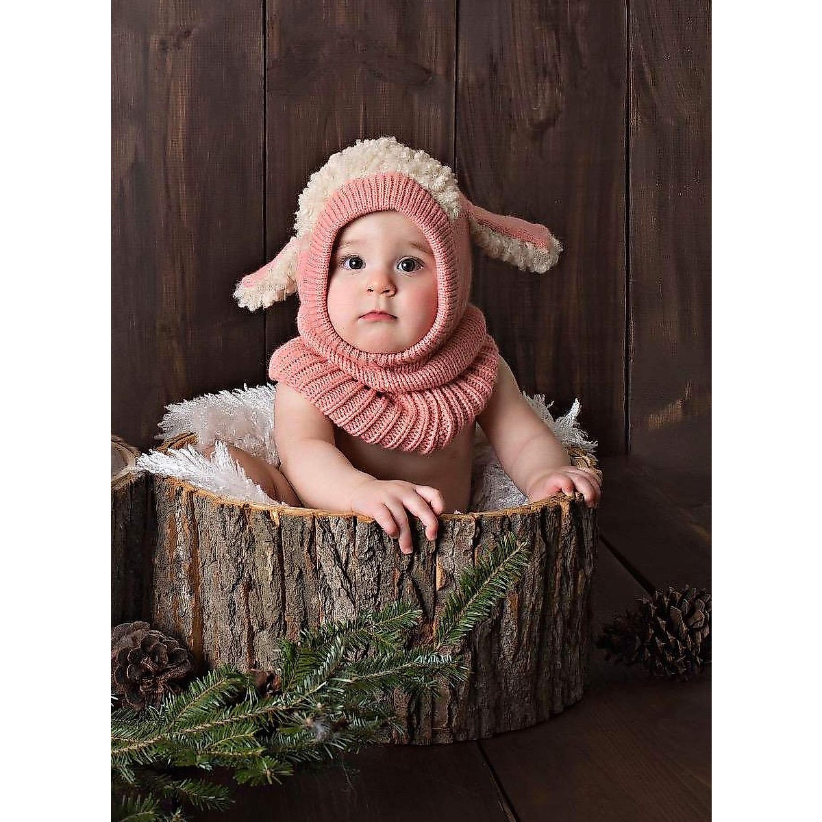Bienvenu Toddler Hat Scarf Earflap Hoodie, Pink, One Size