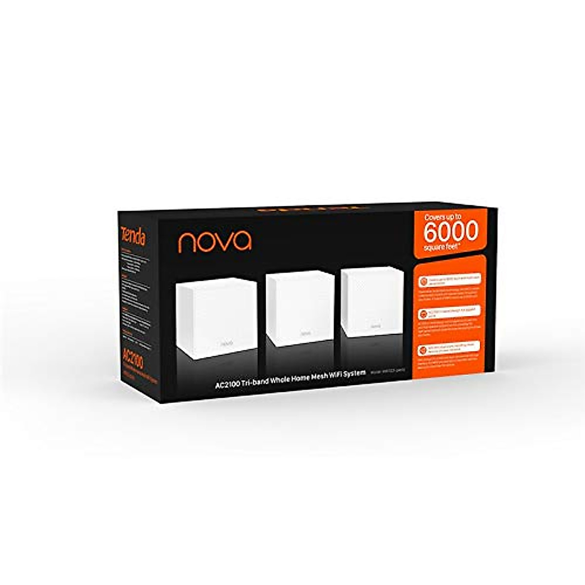 Tenda Nova AC Tri Band Mesh WiFi 5 System, White, 3/Pack (NOVA MW12 3PK)