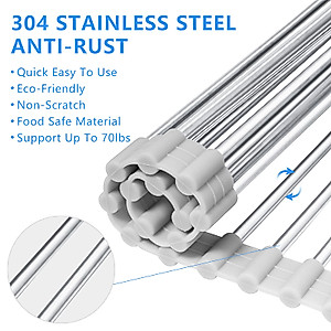 Lauon Roll Up Dish Drying Rack Over The Sink Multipurpose Dish Drainer Tray Mat，304 Stainless Steel Foldable Dish Rack (17.8''x11.8'')