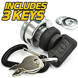 HD Switch Replaces Troy-Bilt/MTD, Pro-Line FRT, Proline, Horse, Big Red - Garden Tiller - Rear Roto-Tiller Starter Ignition Key Switch - Ultimate Dual Protection Upgrade - 3 Keys & Free Carabiner