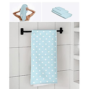 Comforance Easter Bath Towels Set for Bathroom, Soft Absorbent Durable Quick Dry Towel Set of 3 Multifuntion, 1 Bath Towel+1 Hand Towel +1 Washclothe, White Polka Dots Blue Background