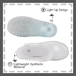 Outee Toddler Girls Rain Boots Kids Baby Light Up Glitter Waterproof Rubber Mud Shoes Lightweight Sparkle Silver Adorable with Easy-On Handles Non Slip (Size 9,Silver)