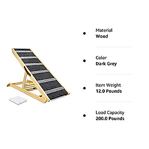 SOKO Dog Ramp, Folding Pet Ramp for Bed Suitable for Small & Large Old Dogs & Cats - 41.33" Long Portable Paw Ramp High Traction Dog Ramps for Car, SUV, Couch, Sofa - 6 Adjustable Height Rated 200LBS