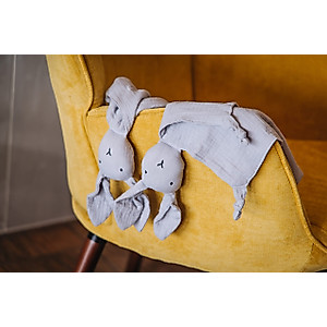 Lovey Security Blanket 100% Organic Muslin Cotton Stuffed Animal Baby Blankie for Girls or Boys (Bunny) 2 Pack by zumbibaby