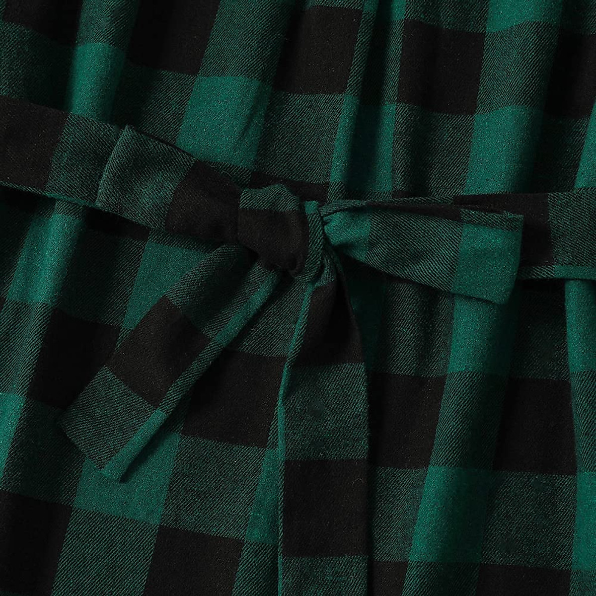 Mommy and Me Christmas Dresses Long Sleeve Santa Claus Green Red Black Buffalo Plaid Velvet Dress Fall Winter Xmas Holiday Party Mom Daughter Matching outfits Photoshoot Green Black Plaid 8-9 Years