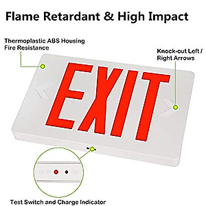 Litufine Ultra Slim LED Exit Sign, Red Letter Emergency exit Lights, 120V-277V Universal Mounting Double Face (1-Pack)