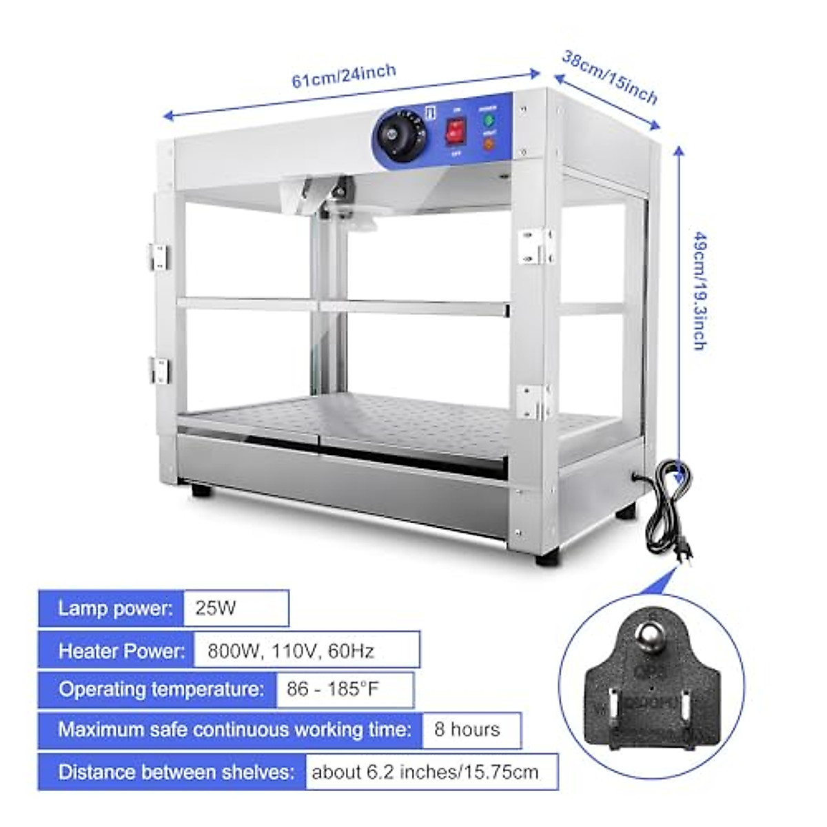 Commercial Food Warmers,110V Large Capacity Door Pastry Display Case for Restaurant,Commercial Countertop Food Warmer Display Electric Food Display Warmer for Pizza, Hamburger, and Food
