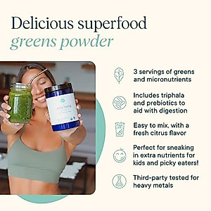 Ora Organic Greens Powder - Vegan, Gluten-Free, Organic Super Greens Drink for Energy and Detox | Antioxidants & Adaptogenic Herbs | 20+ Superfood Greens Blend - Citrus Flavor, 30 Servings