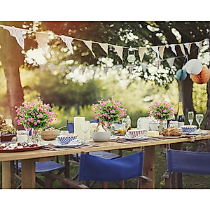 GKONGU Artificial Flowers, 4 Bundles Fake Eucalyptus UV Resistant Flowers Plastic Lotus Flowers Bouquets Greenery Shrubs Plants for Indoor and Outdoor Garden Porch Patio Office Home Decoration