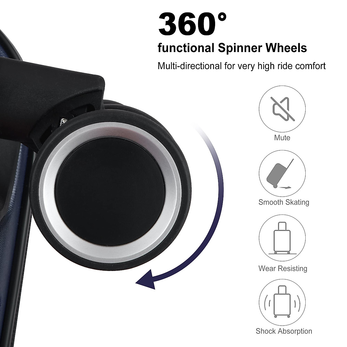 LUMINATERY Luggage Sets, ABS Hardshell 3pcs Luggage Suitcase with TSA Lock, Lightweight Durable Suitcase Sets with Spinner Wheels for Men Women Blue (20in/24in/28in)