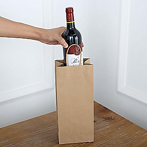 BagDream Kraft Paper Bags 5.25x3.25x13 Inches 50Pcs Wine Bags Paper Gift Bags Kraft Bags Retail Bags Brown Paper Wine Bags with Handles Bulk