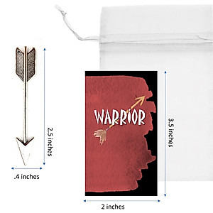 Smiling Wisdom - Bulk 30 Warrior Gift Sets - Employees Staff Mini Warrior Appreciation Cards, Bags and Arrow Keepsake Gifts (90 Pcs) - Silver Arrow
