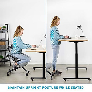 DRAGONN by VIVO Ergonomic Kneeling Chair with Back Support, Adjustable Stool for Home and Office with Angled Seat for Better Posture - Thick Comfortable Cushions, Gray, DN-CH-K02G