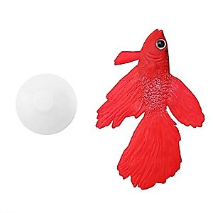 ViaGasaFamido Aquarium Fake Fish, Simulation Silicone Artificial Small Fish with Suction Cup for Fish Tank Ornament(Red Betta Fish)