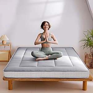 MAXYOYO 6" Extra Thick Floor Futon Mattress, Foldable Japanese Floor Mattress for Adults, Roll Up Tatami Pad for Guest Room, Grey, Twin