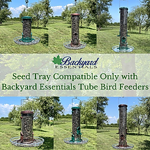 Backyard Essentials Plastic Bird Seed Tray Add-on Accessory - Compatible ONLY with Backyard Essentials Tube Bird Feeders - Screw-On Catcher Tray and Perch