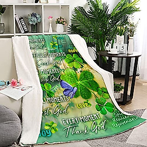Onecmore Christian Gifts Religious Gifts for Women Serenity Prayers Throw Blanket,Inspirational Gifts Get Well Soon Healing Warm Hugs Sympathy Gifts St. Patrick's Day Decorations Shamrock Irish Gifts
