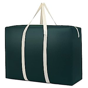 Large Zipper Storage Bag, Moving Packing Bags, Closet Organizer Storage Bags for Dorm Room Essentials, Clothes, Shoes, Blankets (Green)