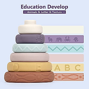 Mini Tudou Stacking & Nesting Circle Toy,6 Pcs Soft Building Rings Stacker & Teethers,Squeeze Play with Early Educational Learning Stacking Tower, Toy for 6+ Months Boys & Girls