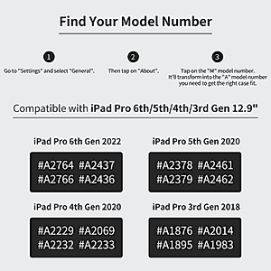 HOLIMET iPad Pro 12.9 Case 6th/5th/4th/3rd Generation Case New 2022 2021 2020 2018 with Pencil Holder Pocket Strap Folio Stand Cover Soft TPU Back Shockproof, Auto Sleep/Wake,Vegan Leather