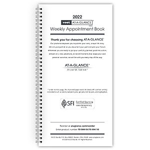 2022 Weekly Appointment Book & Planner Refill for 70-008 by AT-A-GLANCE, 3-1/4" x 6-1/4" (7090410)