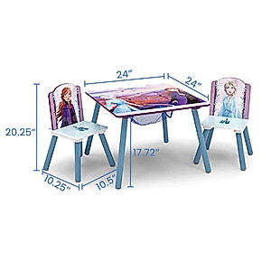 Delta Children Kids Table and Chair Set with Storage (2 Chairs Included) Plus Design & Store 6 Bin Toy Storage Organizer - Ideal for Arts & Crafts, Homeschooling, Homework & More, Disney Frozen II