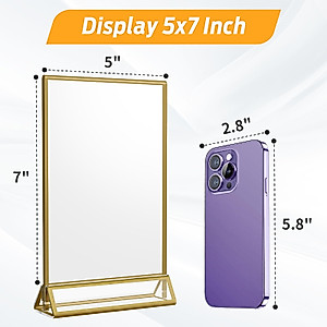 Smarpau Acrylic Signs 8 Pack Gold 5x7 Double Sided Vertical Photo Display Table Number Menu Holders