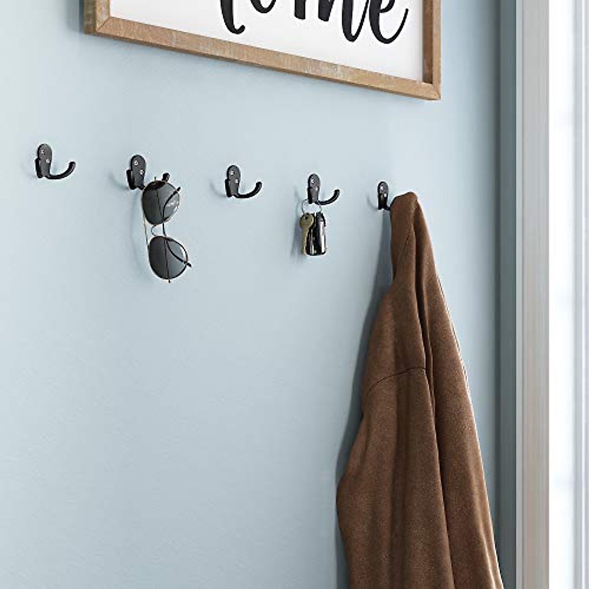 Franklin Brass Double Prong Towel Hook, Robe Hook Flat Black Towel Holder for Bathroom, Bathroom Accessories, B59104M-FB-C