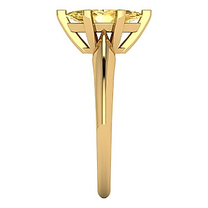 Clara Pucci 1.0 ct Marquise Cut Solitaire Canary Yellow Simulated Diamond Bridal Designer Anniversary Engagement Ring 14k Yellow Gold