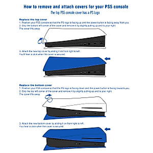 Joso Faceplate for PS5 Disc Edition, Anti-Scratch Dustproof Case Replacement, Cover Skin Fit for PS5 Console (CD-ROM), Plates for PS5 Accessories, Easy Installation - Blue