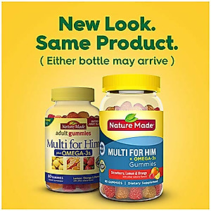 Nature Made Multivitamin for Him with Omega-3, Mens Multivitamins for Daily Nutritional Support, Multivitamin for Men, 80 Gummy Vitamins and Minerals, 40 Day Supply