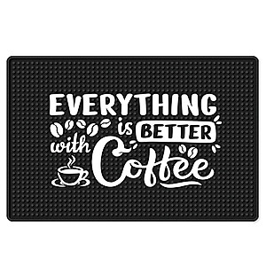 Coffee Bar Mat (18"x12") - Absorbent & Non-Slip Silicone - Perfect for Coffee Makers, Espresso Machines & Countertops - Stylish, Heavy-Duty & Easy-Clean Accessory for Shops, Restaurants & Hotels