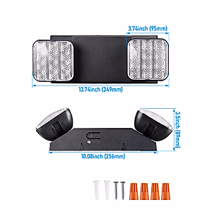 TORCHSTAR LED Emergency Lights, Emergency Lighting with Battery Backup, Dual Heads Adjustable, Lighting Fixtures for Emergency Use, Home Power Failure, UL & FCC Listed, AC 120/277V, Black, Pack of 4