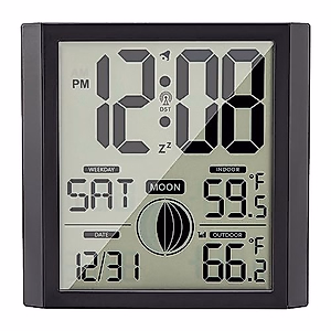 Wall Clock- Atomic Clock with Indoor Outdoor Temperature Digital Wall Clock Large Display Silent, Battery Operated Wall Clock for Bedroom Seniors Desk Living Room Office Bathroom Kitchen Shower Decor