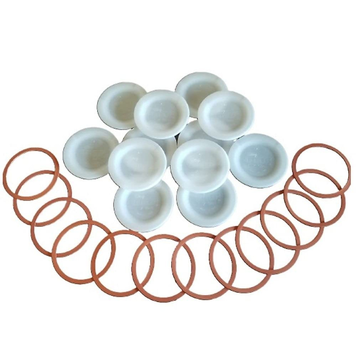 Authentic Tattler E-Z Seal Reusable Canning Lids - 50 Bulk REGULAR Mouth Lids & 50 REGULAR Mouth Rubber Rings WHITE - MADE IN THE USA!