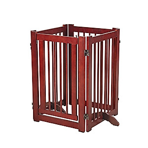 Kinpaw Free Standing Dog Gate, Configurable Wood Pet Safety Fence, Wide Barrier Gate with Walk for Doorways, Stairs or House-4 Panels