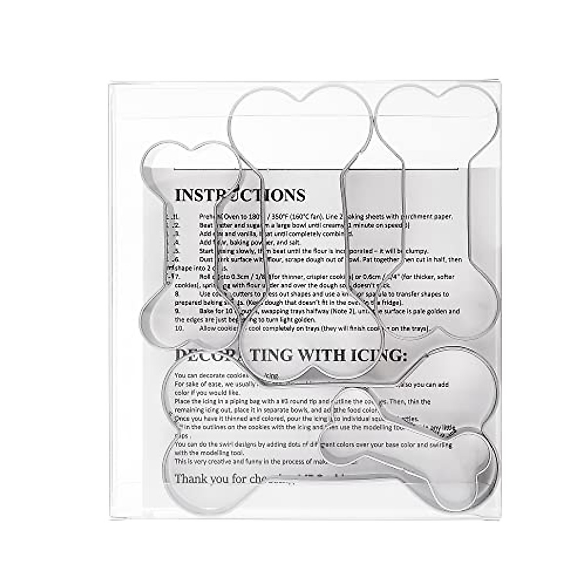 MrCookie 5pcs Dog Bone Cookie Cutters Set, Stainless Steel Sandwiches Cutter Shapes Biscuit Mold Cookie Cutter for Kids, Sturdy Cutters for Cookies, Sandwiches, Biscuits