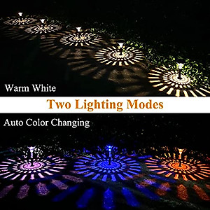 Moragin Bright Solar Patio Lights 8 Pack, Warm White/Color Changing LED Outdoor Solar Lights, IP65 Waterproof Solar Pathway Lights, Landscape Lighting for Pathway Patio Yard Lawn Garden Decorative