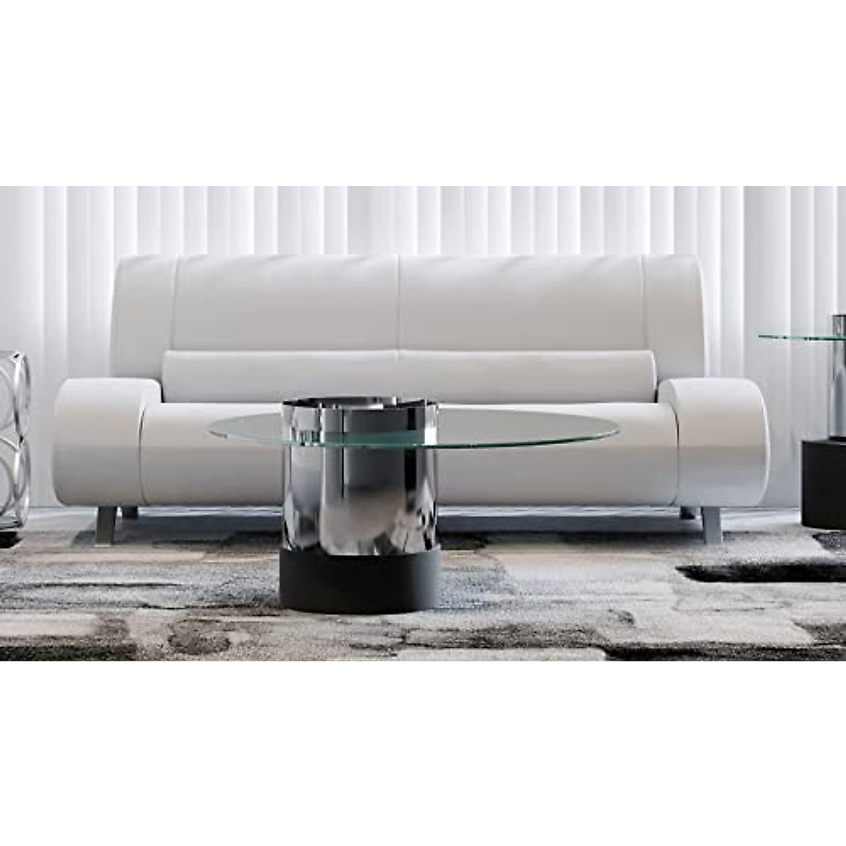 Zuri Furniture Modern Aspen White Microfiber Leather Sofa