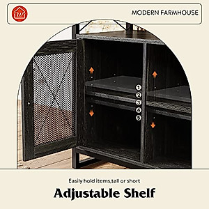 WLIVE TV Stand for 55 inch TV, Tall Entertainment Center with Storage, Industrial Farmhouse TV Console for Bedroom Living Room, Charcoal Black